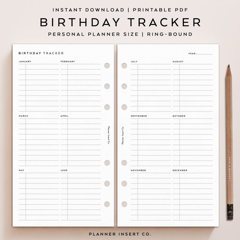 Birthday Tracker - Etsy