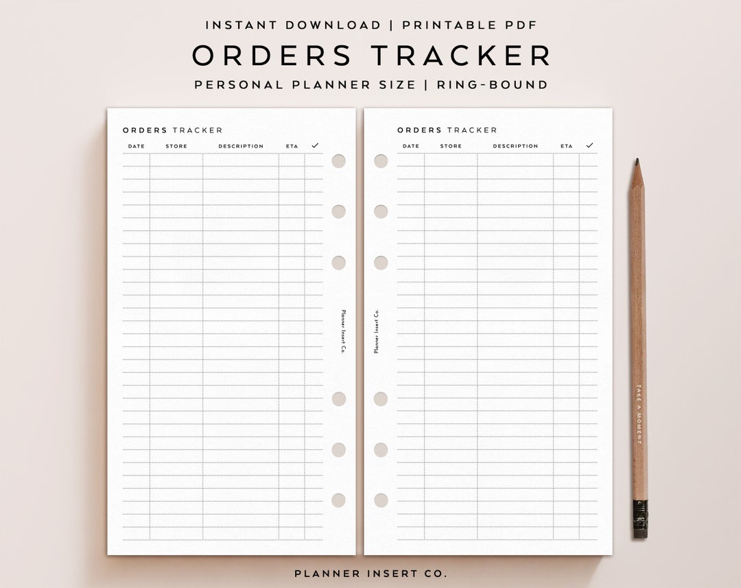 PERSONAL SIZE // Order Tracker Printable Personal Planner Insert ...