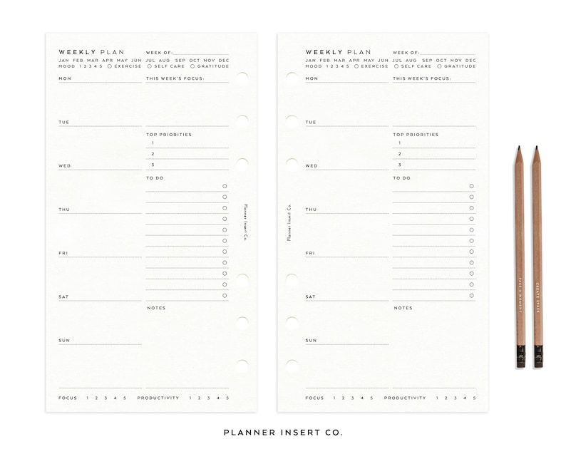 PERSONAL SIZE // Weekly Planner Printable Insert / Undated - Etsy