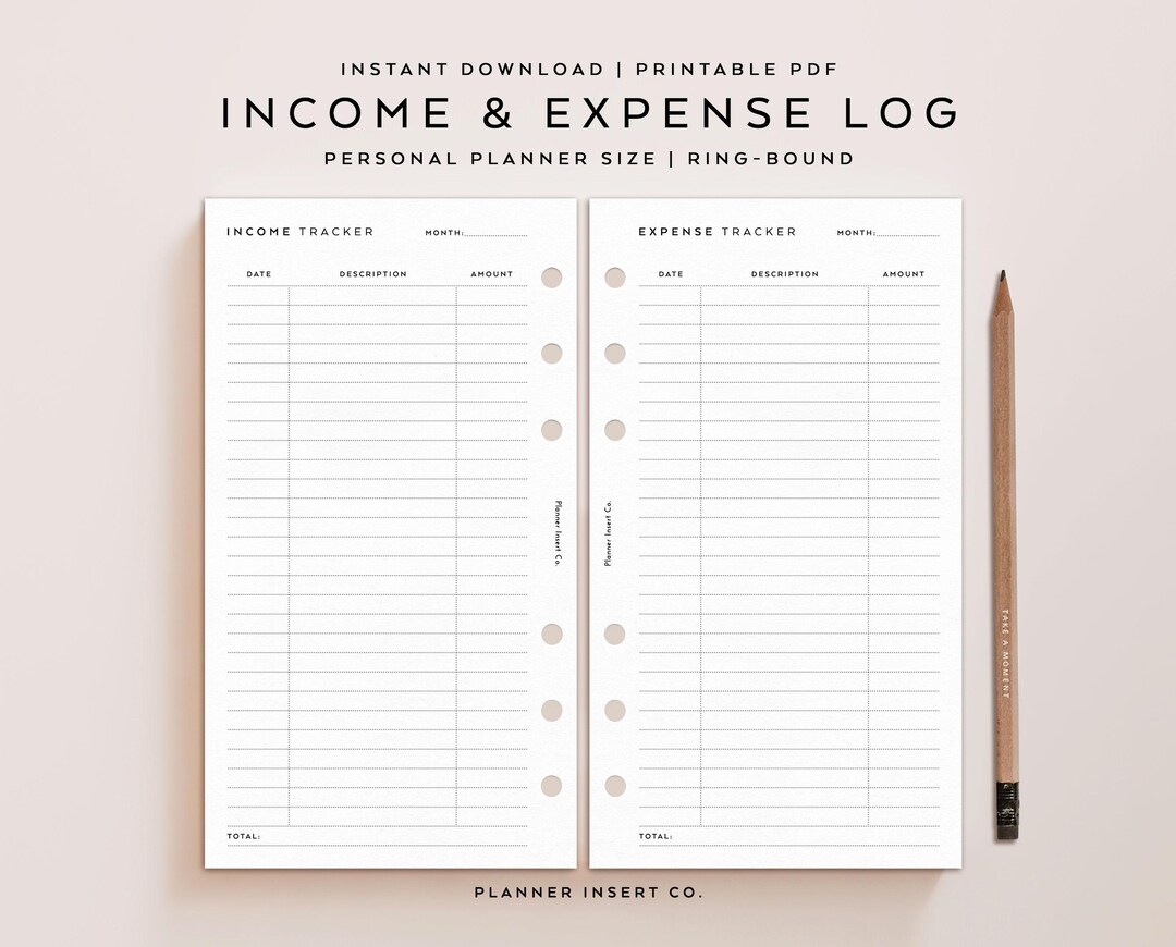 PERSONAL SIZE // Income & Expense Tracker Printable Planner Insert ...