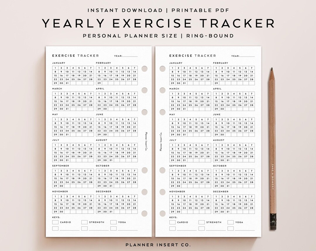 PERSONAL SIZE // Fitness Tracker Printable Planner Insert, Gym Workout ...