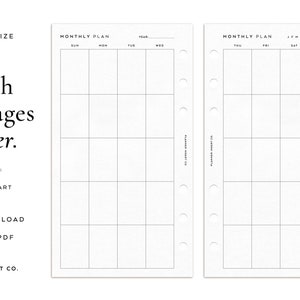 PERSONAL SIZE // Monthly Planner Printable Insert / Month on - Etsy