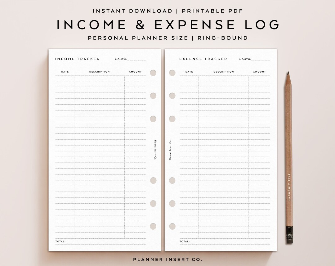 PERSONAL SIZE // Income & Expense Tracker Printable Planner Insert ...