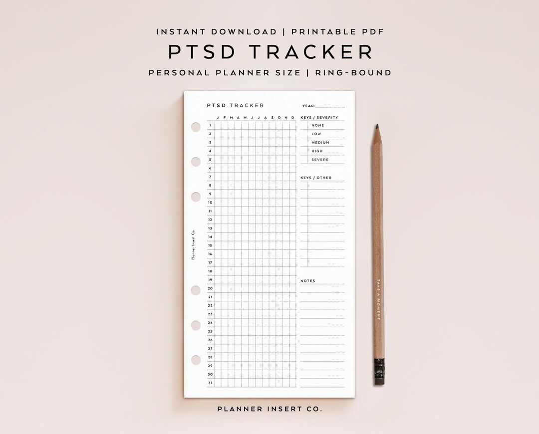 PERSONAL SIZE // PTSD Tracker Printable Planner Insert, Year in Pixels ...
