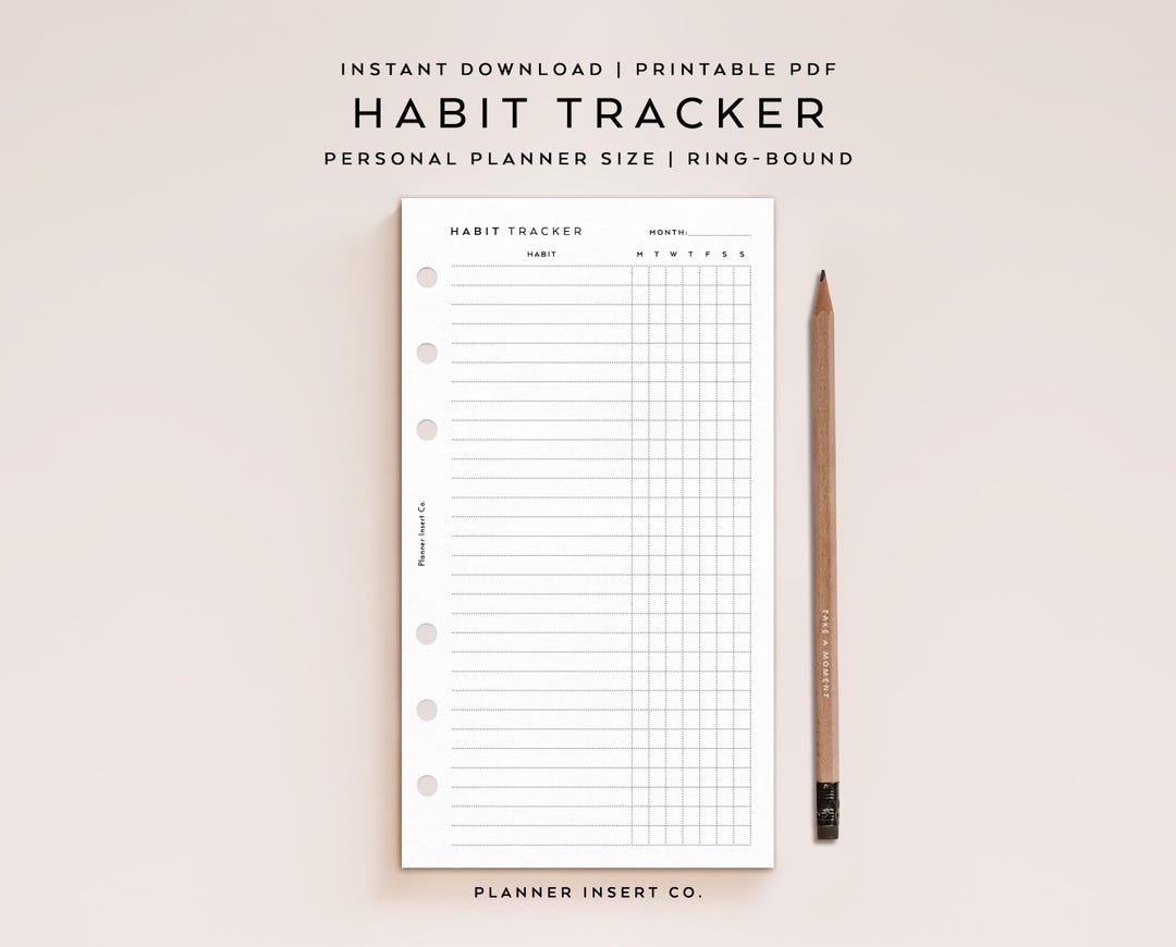 PERSONAL SIZE // Weekly Habit Tracker Printable Planner Insert / Habit ...