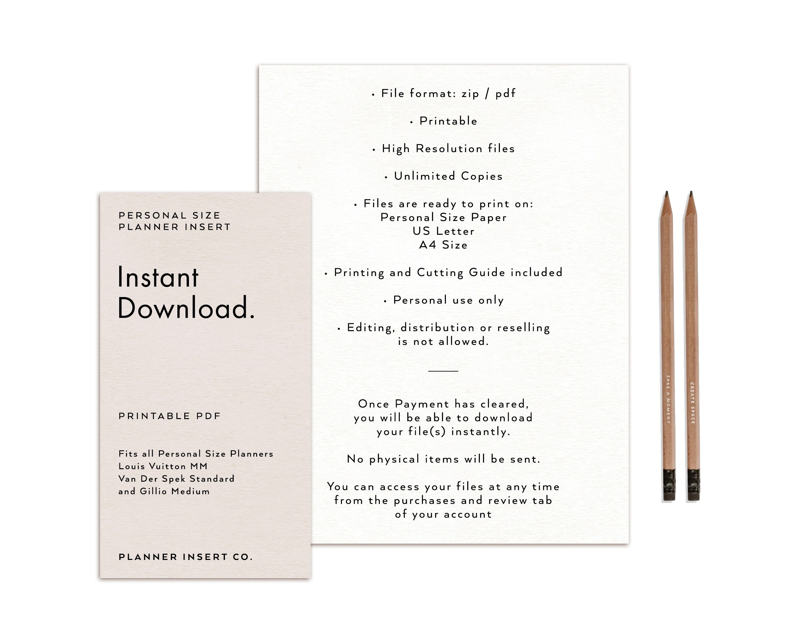 PERSONAL SIZE // Blank Notes Planner Insert Printable / Notes Page ...