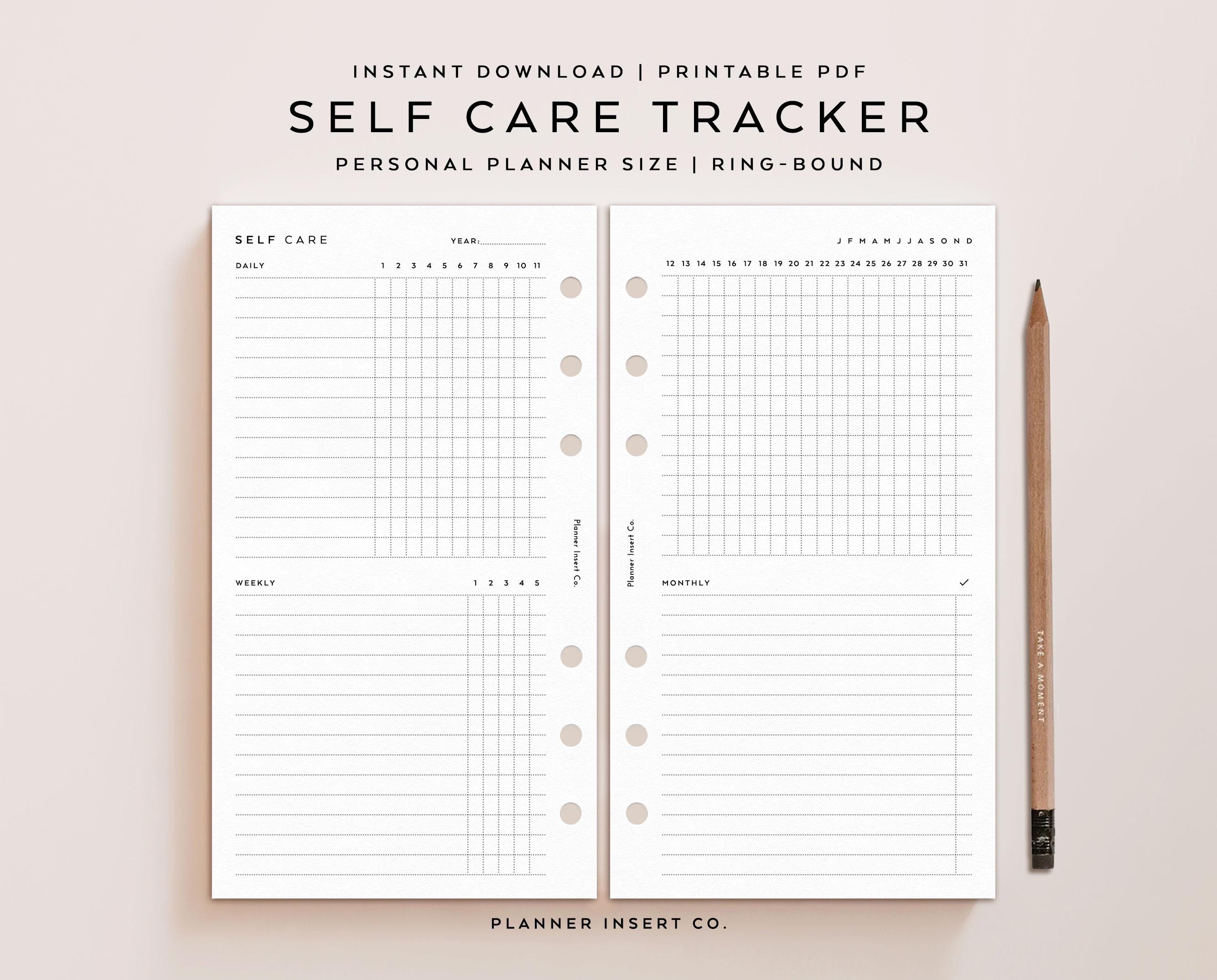 PERSONAL SIZE // Self Care Tracker Printable Planner Insert, Daily ...