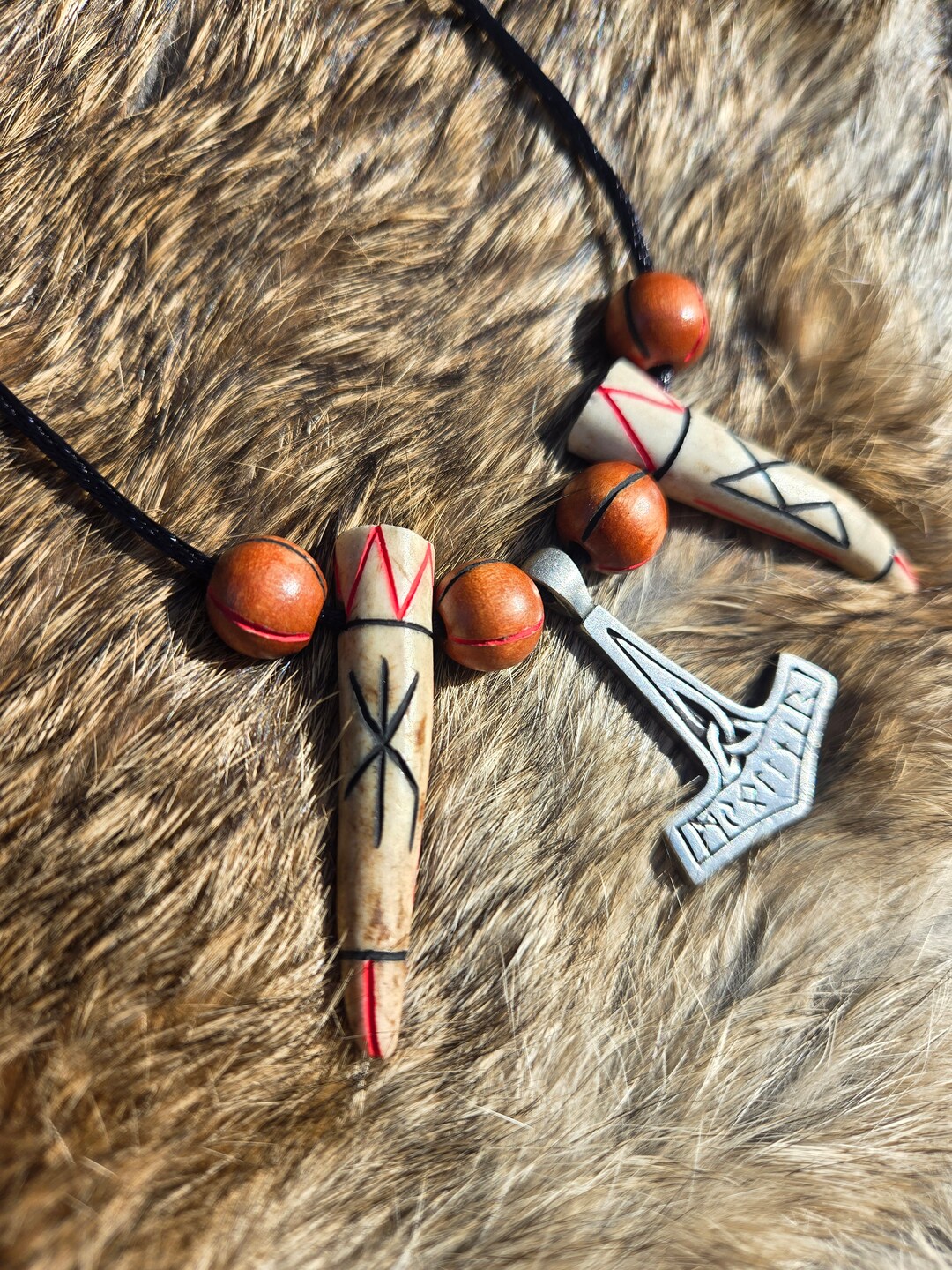 Mjolnir Bindrune Pendant W Deer Antler Tips #3 - Etsy