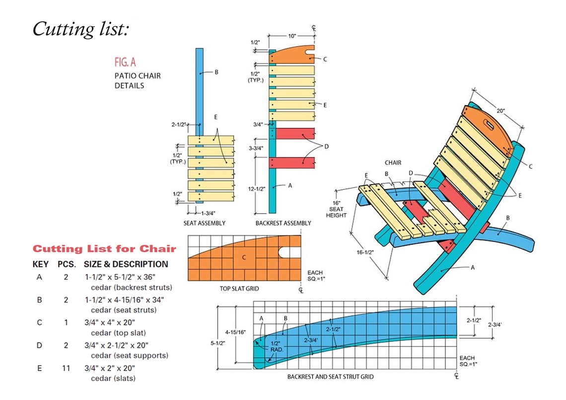 Folding Chair Plans Pdf File Instant Download Collapsible Etsy