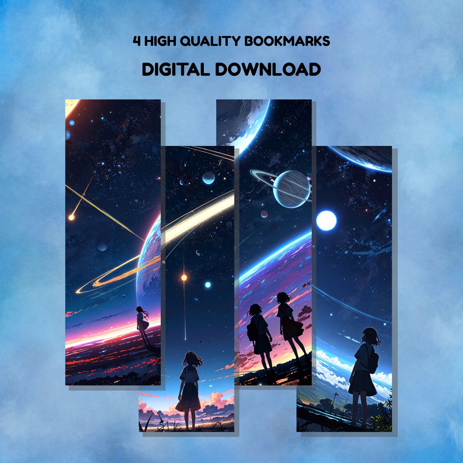 Cosmic Dreamer Digital Bookmarks - Set of 4 Sci-fi Anime Girl Printable ...