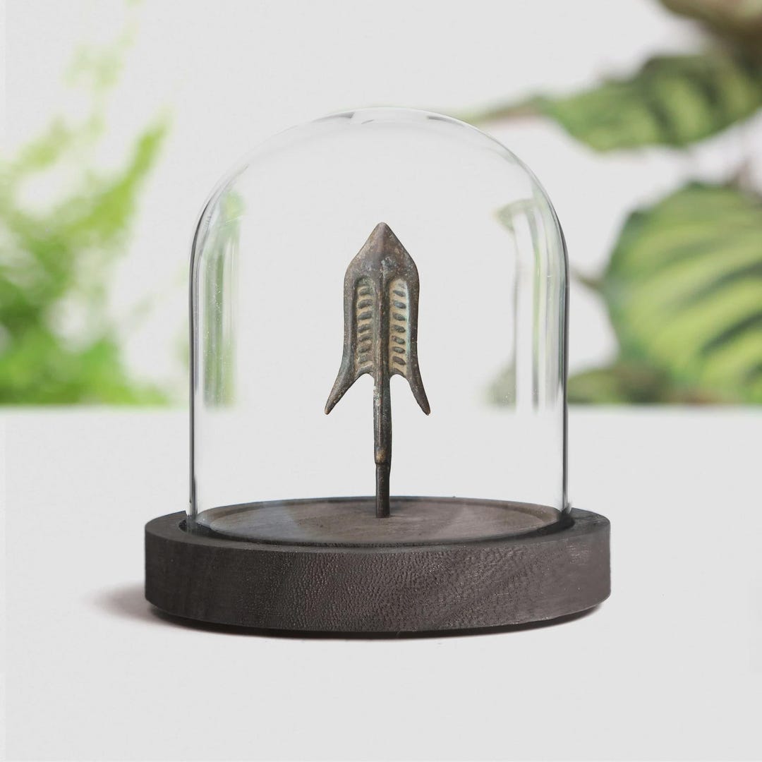Collectible Bronze Authentic Roman Arrowhead Glass Bell Jar Military ...