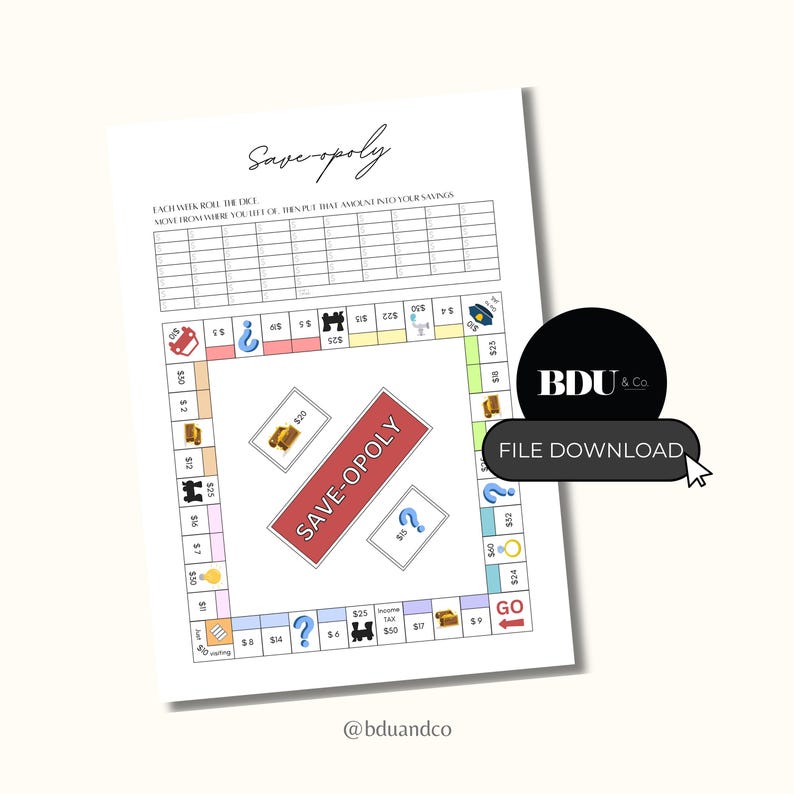 Printable Saveopoly (PDF) - Etsy