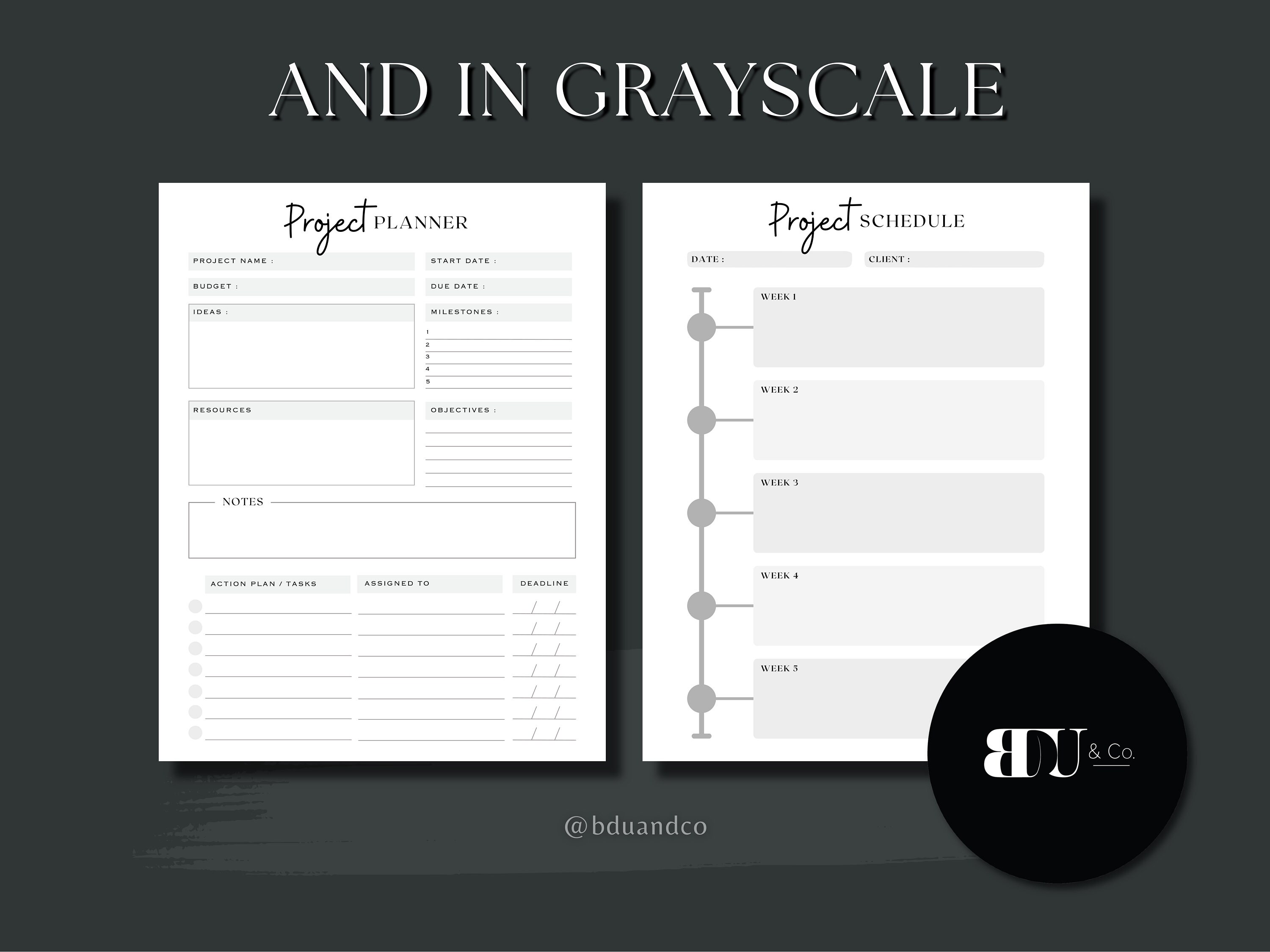 Minimal Project Planner Printable Template (PDF) - Etsy