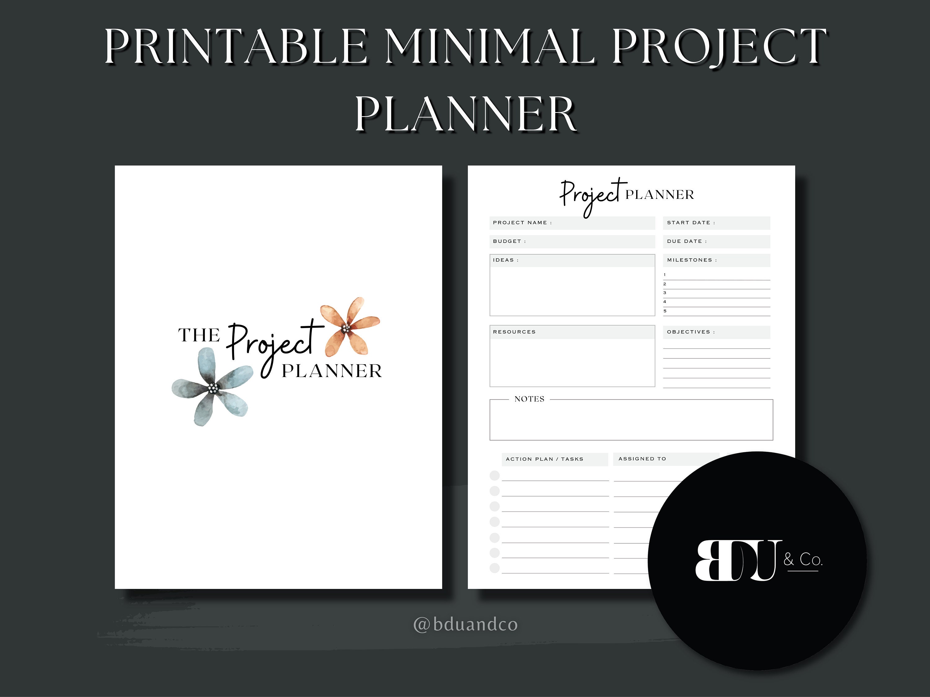 Minimal Project Planner Printable Template (PDF) - Etsy