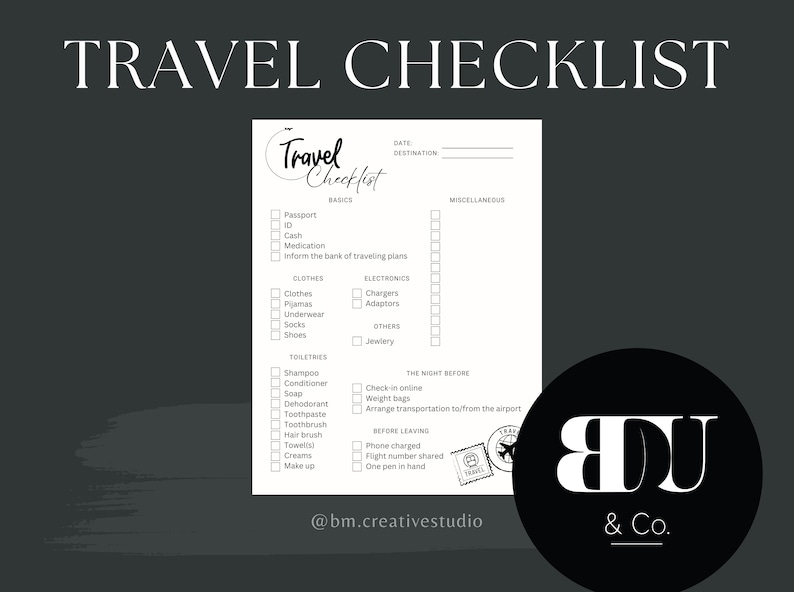 The Ultimate Printable Travel Checklist - Etsy
