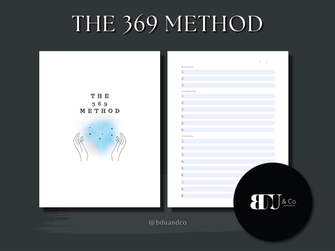 The 369 Method Printable Template (PDF) - Etsy
