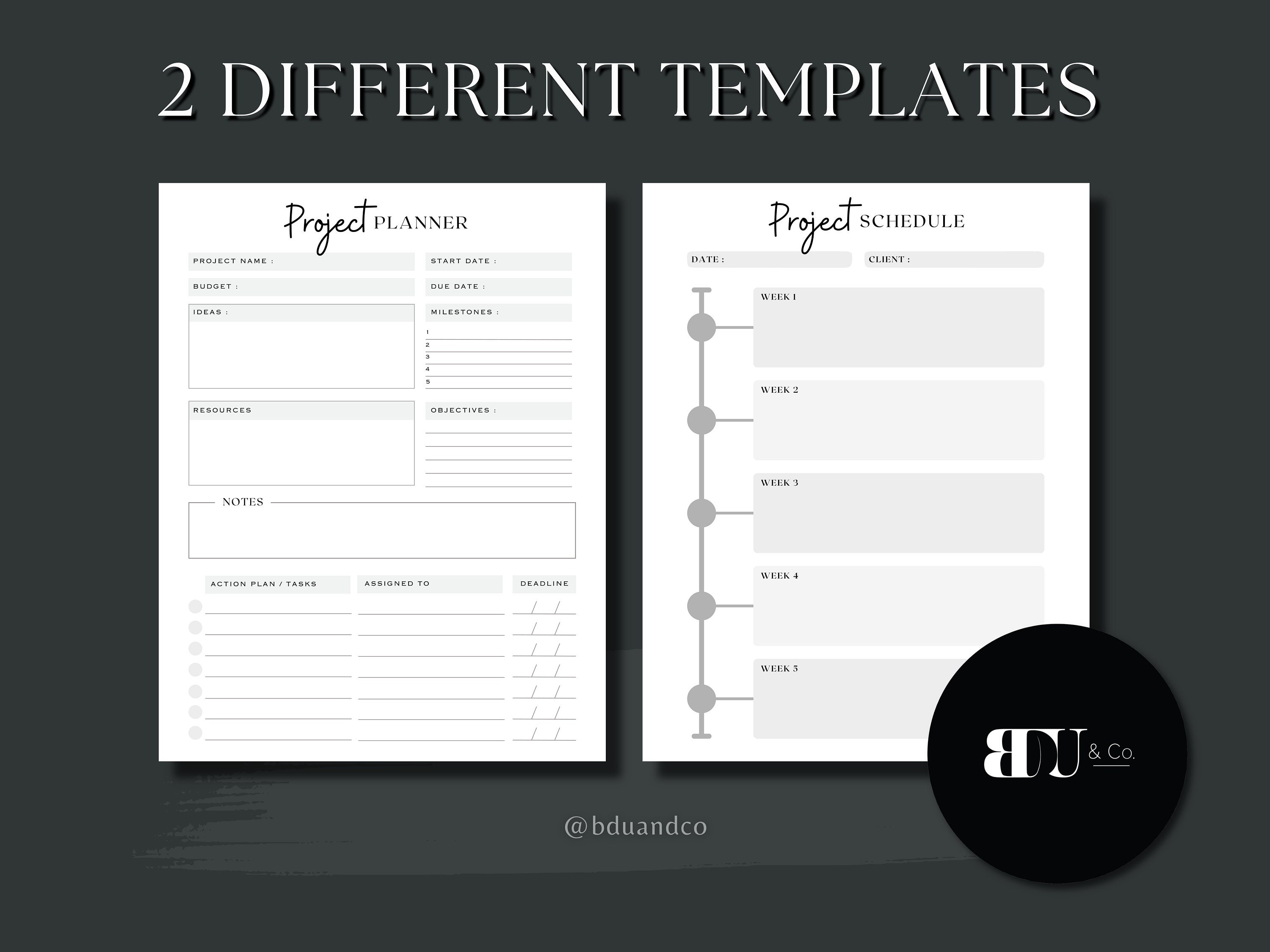 Minimal Project Planner Printable Template (PDF) - Etsy