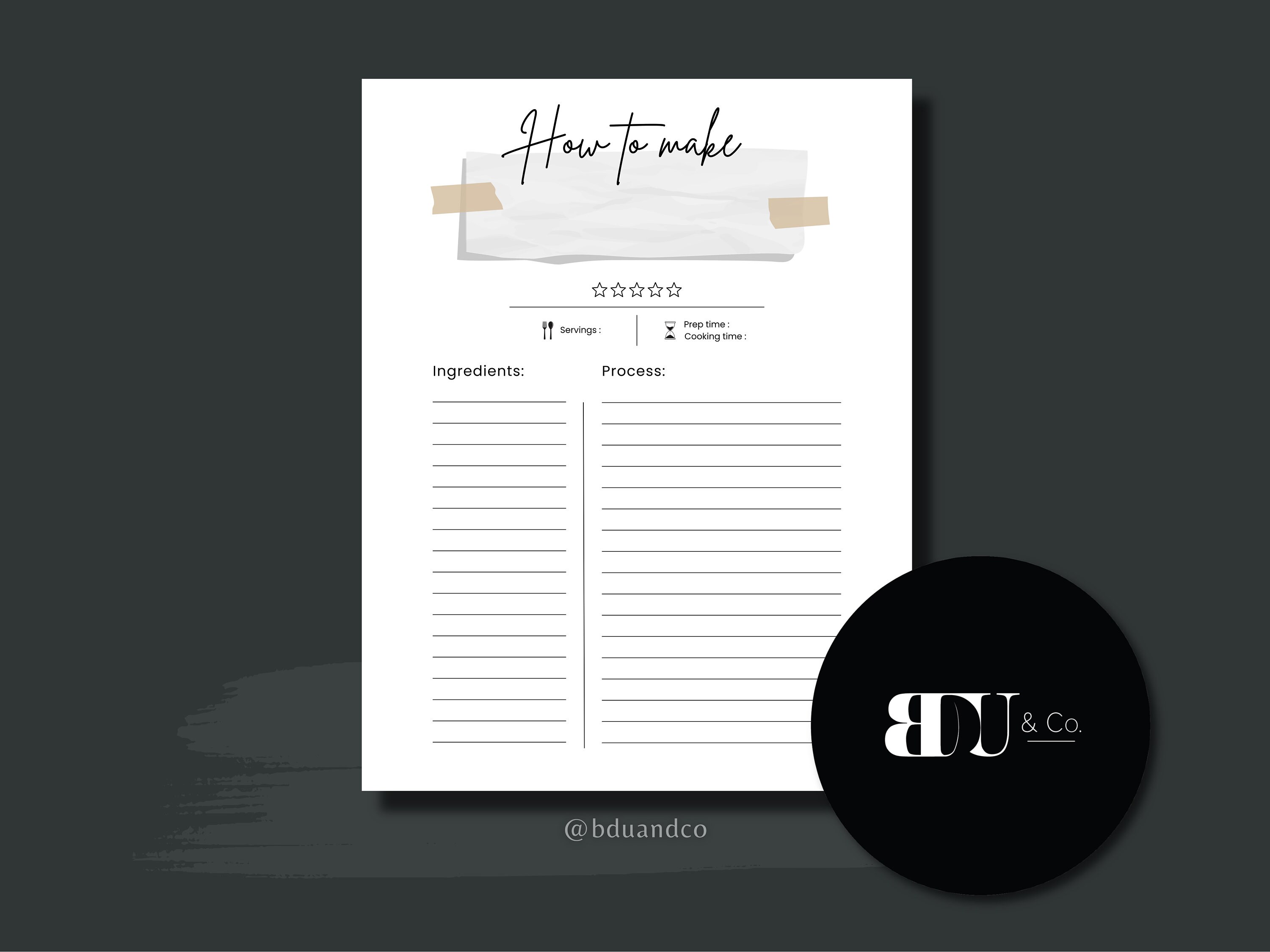 The Recipe Book / Card Printable Template - Etsy