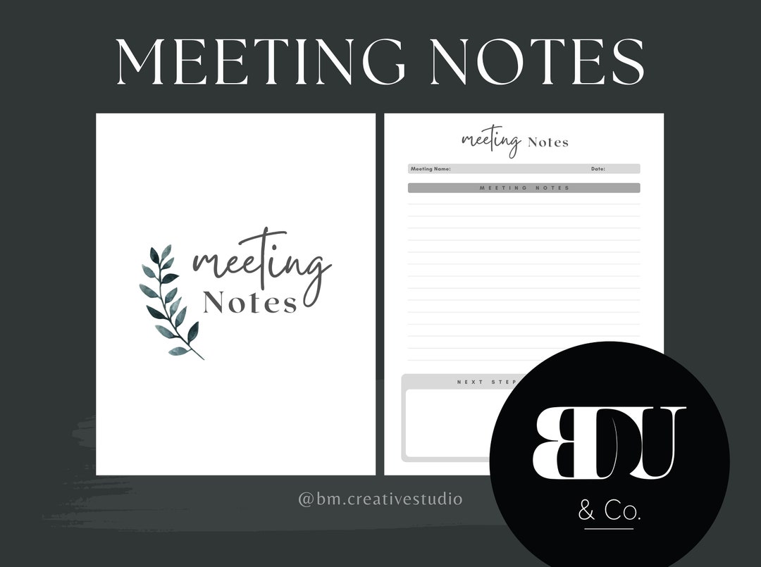 Minimalistic Meeting Notes Printable Template - Etsy