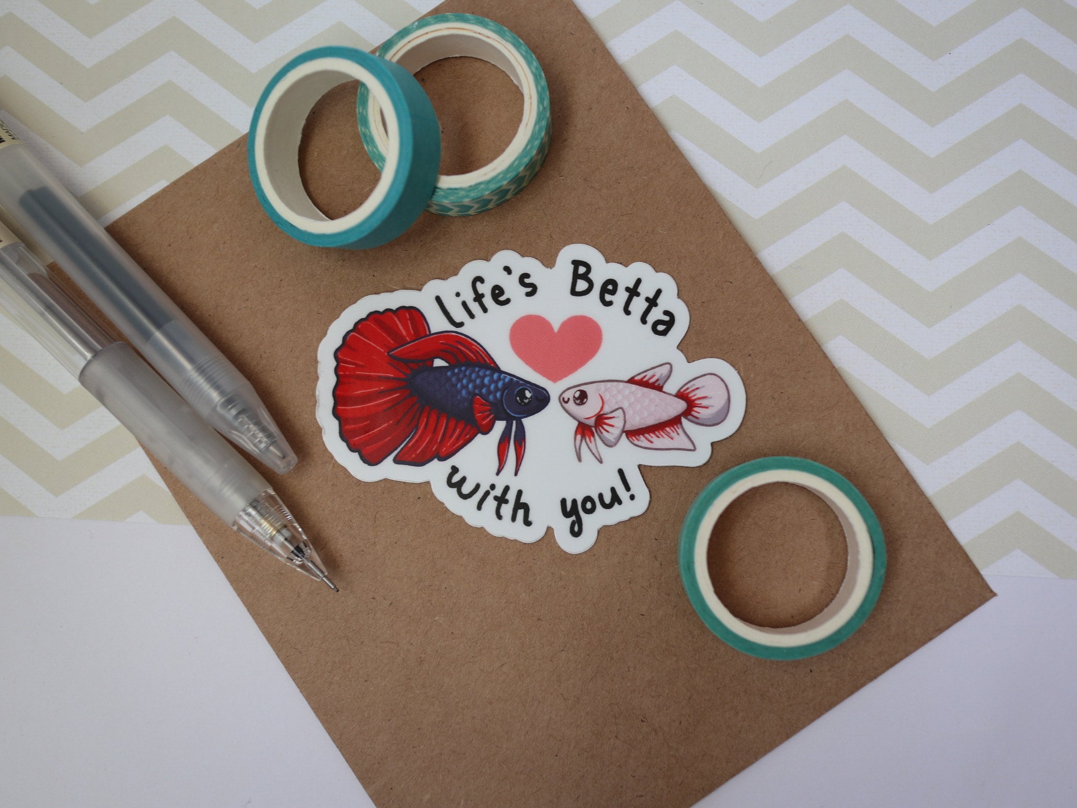 Life's Betta With You Sticker, Betta Fish Sticker, Fish Sticker, Punny ...