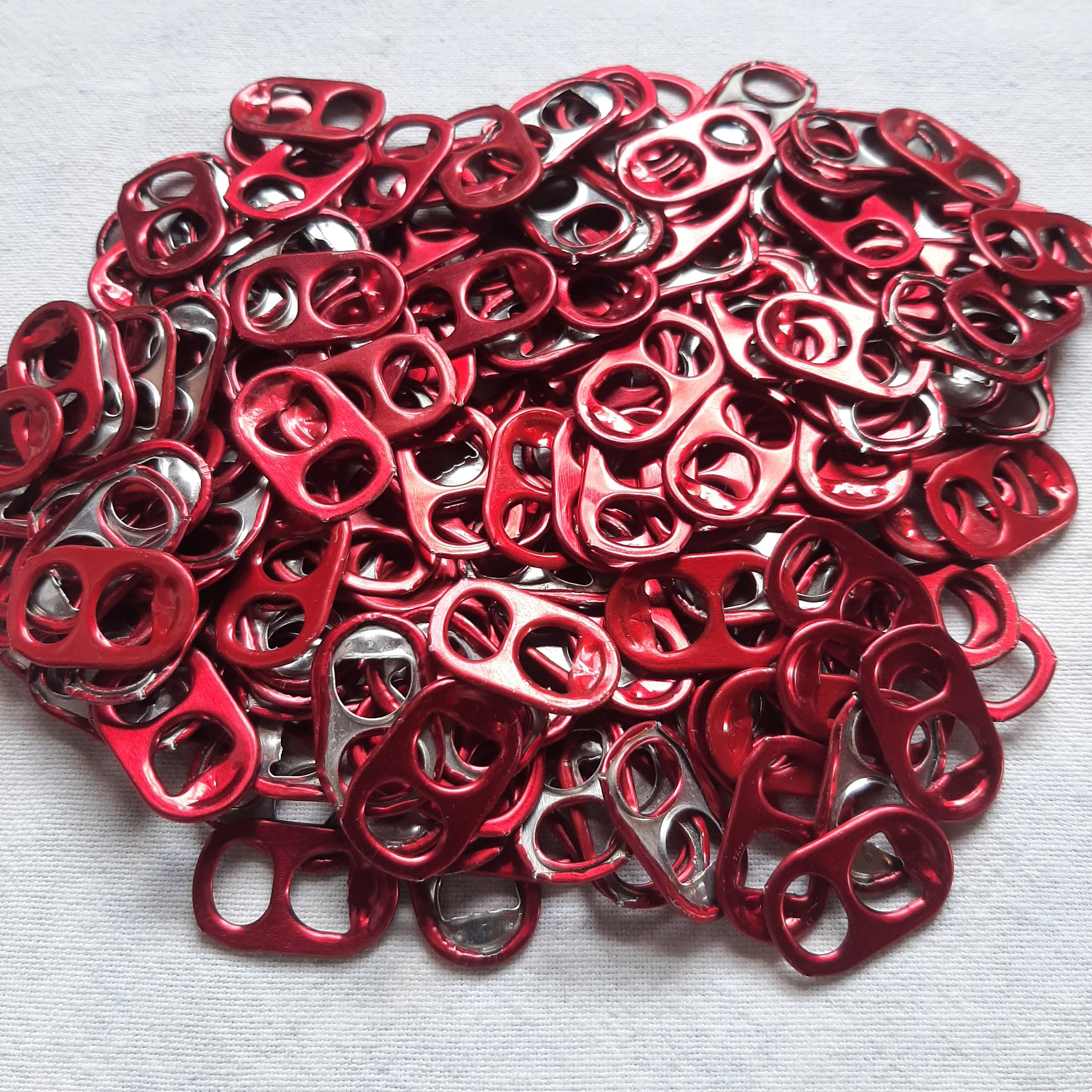 100 Red Aluminum Soda Can Pop Tabs/pull Tabs for Crafts or Art. (2-hole ...