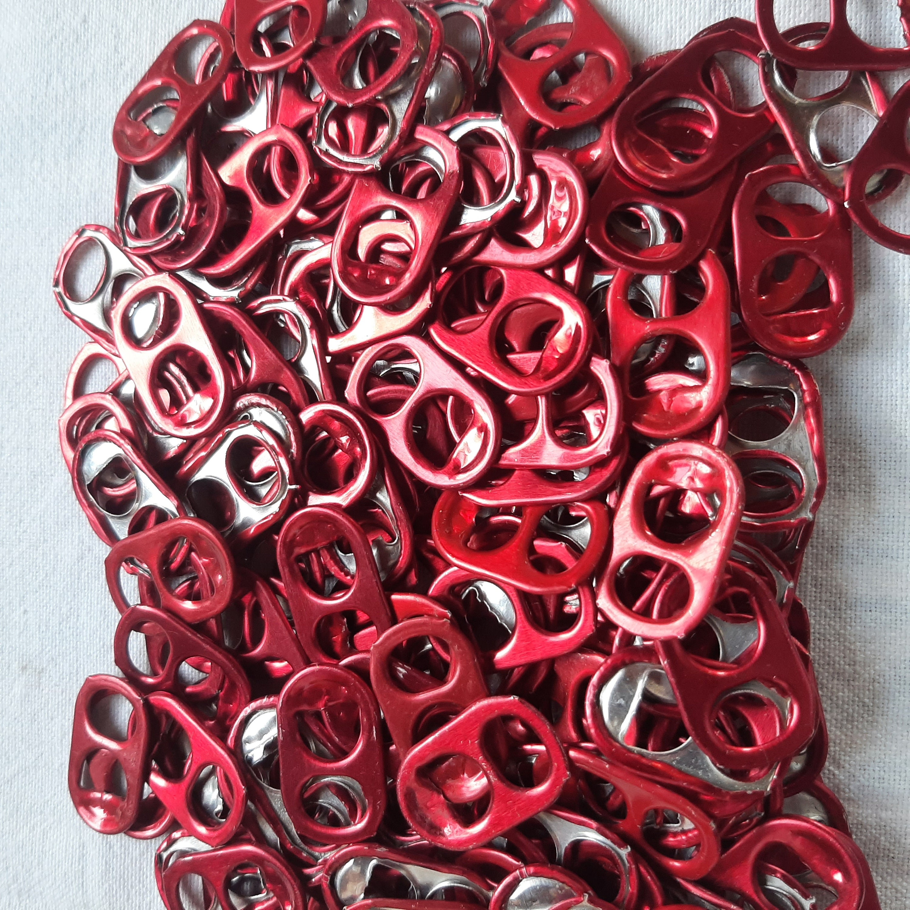 100 Red Aluminum Soda Can Pop Tabs/pull Tabs for Crafts or Art. (2-hole ...