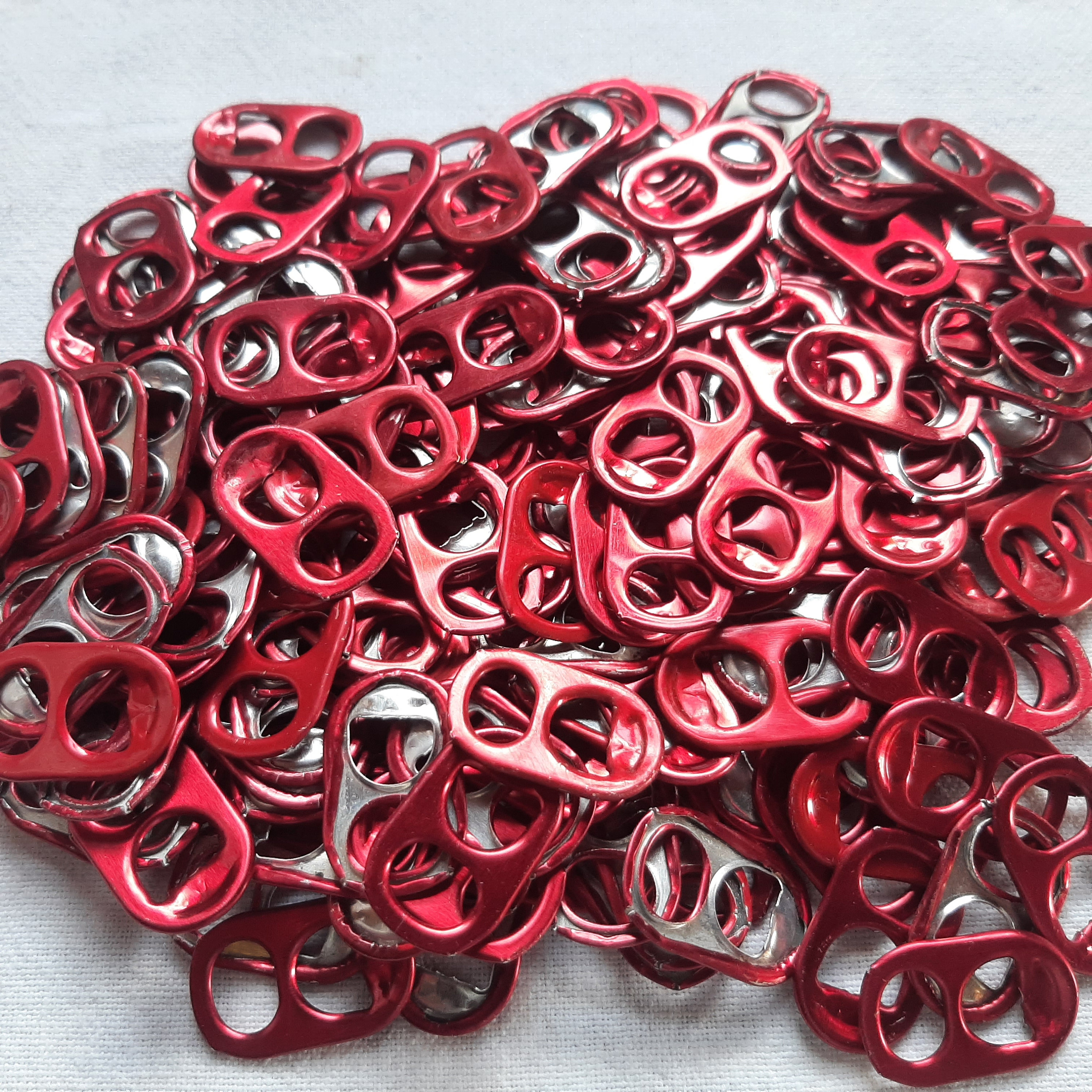 100 Red Aluminum Soda Can Pop Tabs/pull Tabs for Crafts or Art. (2-hole ...
