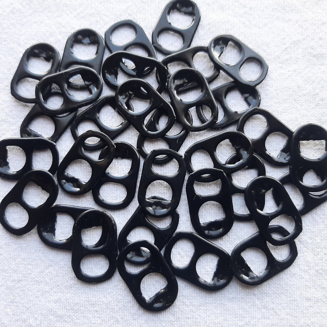 100 Black Aluminum Pop/soda/beer Ring Pull Tabs for Crafts (2-hole ...