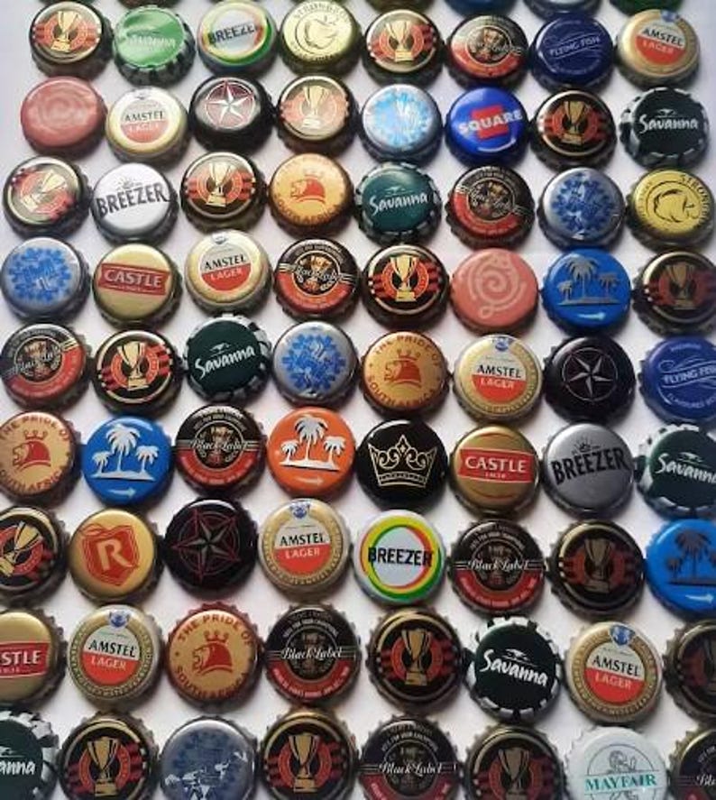 100 Assorted Beer Caps From South Africa Collectable - Etsy