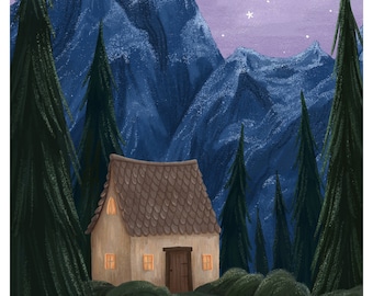 Mountain Cabin Art | Etsy