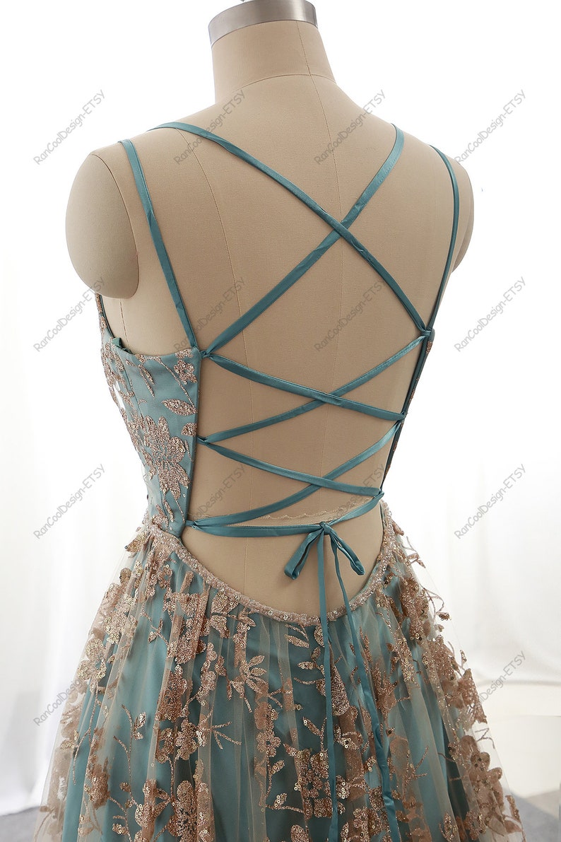 Sparkly Lace Prom Dress Cross Back Wedding Dress Formal Dress - Etsy