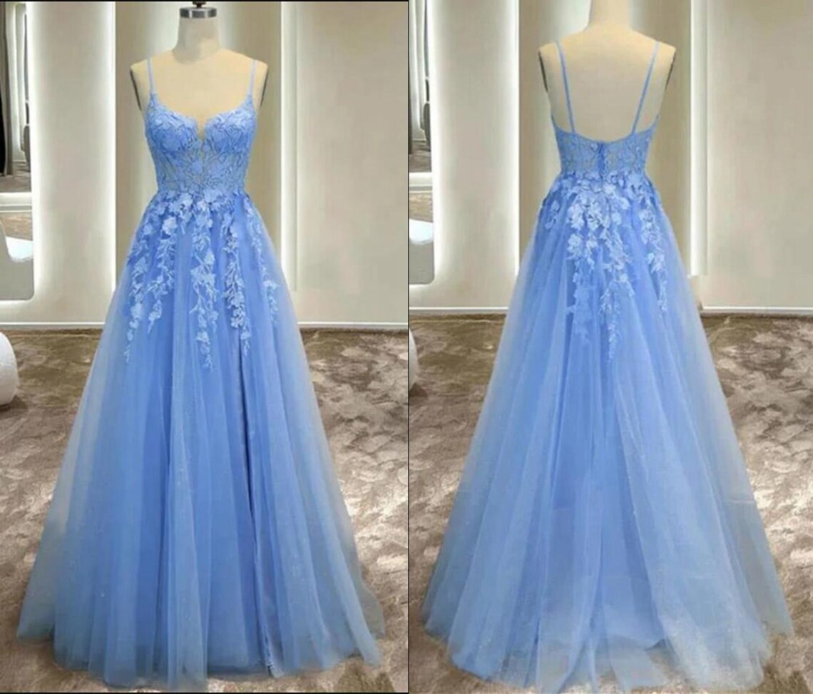 Light Blue Girls Formal Dress Prom Dress A Line Long Party - Etsy