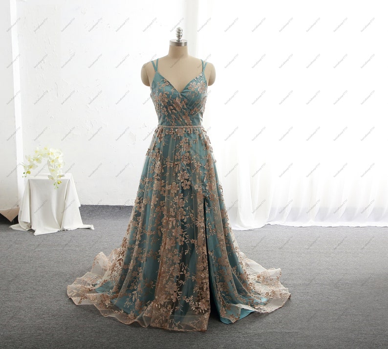 Sparkly Lace Prom Dress Cross Back Wedding Dress Formal Dress - Etsy