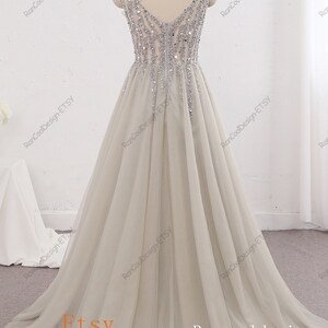 Silver Grey Dress Slit Skirt Quinceanera Dress Girl Graduation Party ...
