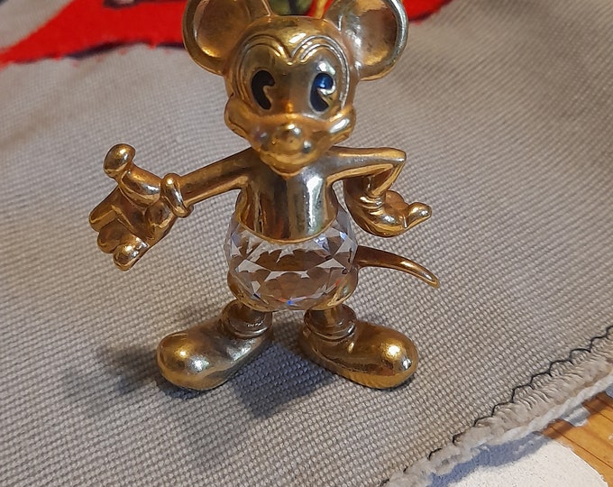 Rare - Disney 24kt Gold Plated & Austrian Crystal Mickey Mouse Lencia ...