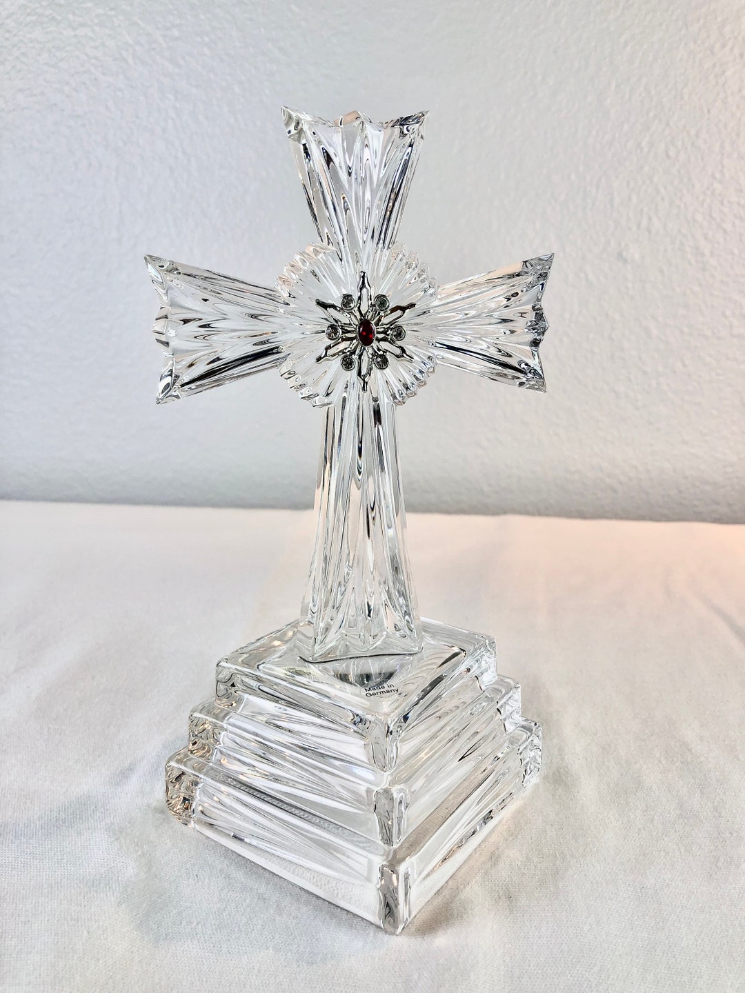 Vintage Lenox Crystal Cross With Ruby Rhinestone and Six Clear ...