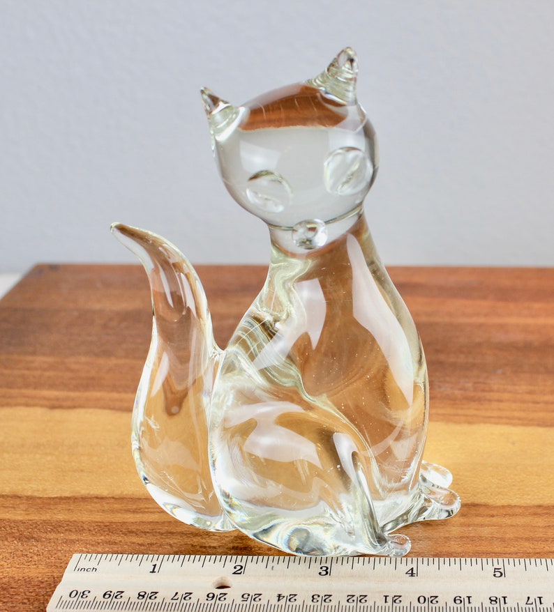 Vintage Murano Art Glass Cat Figurine 5 3/4 Inches Tall - Etsy