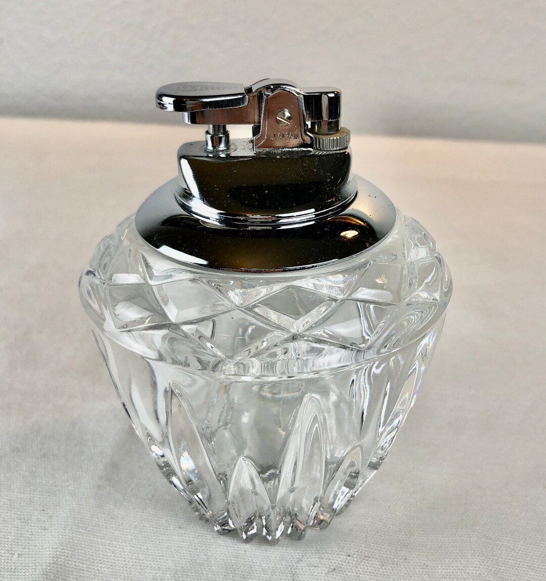 Vintage Crystal Lighter With Chrome Lid / Lighter Insert Tabletop ...