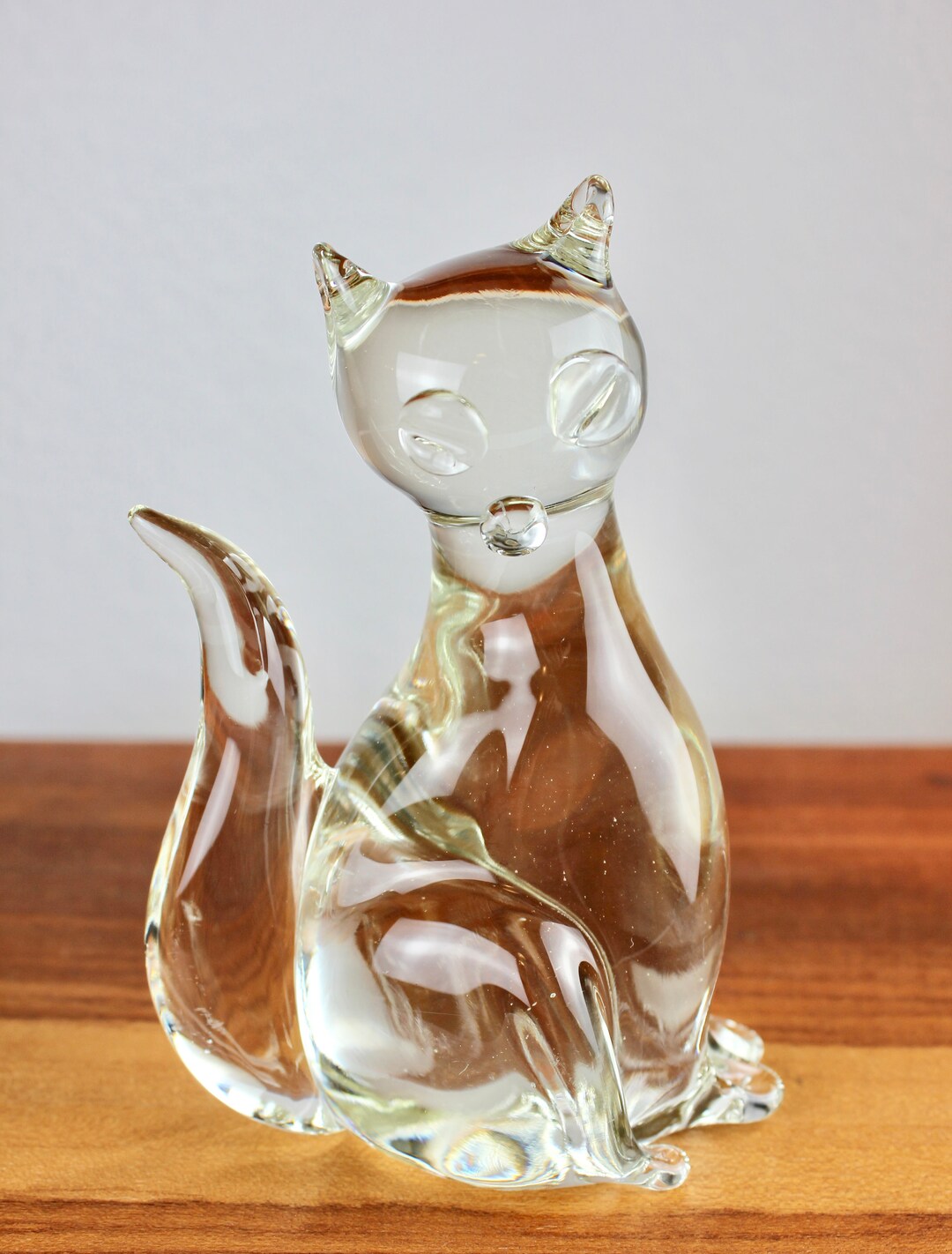 Vintage Murano Art Glass Cat Figurine - 5 3/4 Inches Tall - Whimsical ...