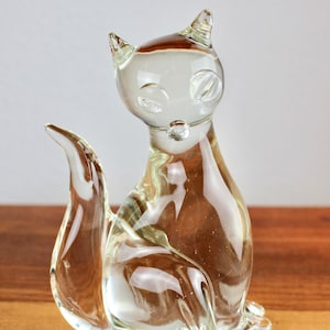 Vintage Murano Art Glass Cat Figurine - 5 3/4 Inches Tall - Whimsical ...
