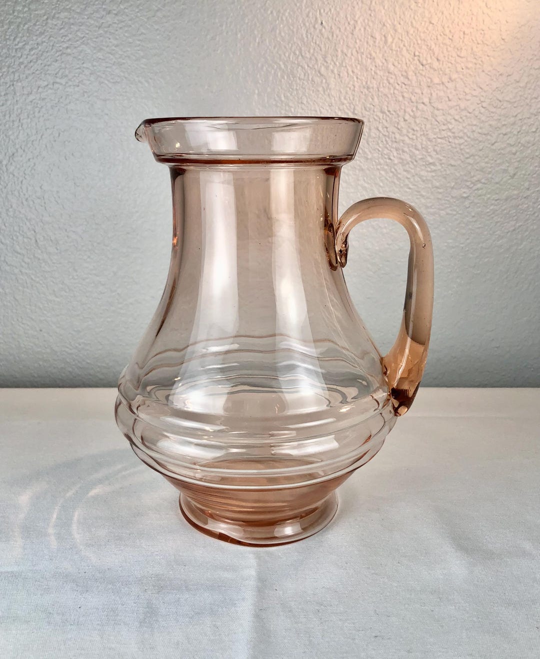 Vintage Pink Glass Pitcher - Retro Pink Kitchen Party Decor - Farmhouse ...
