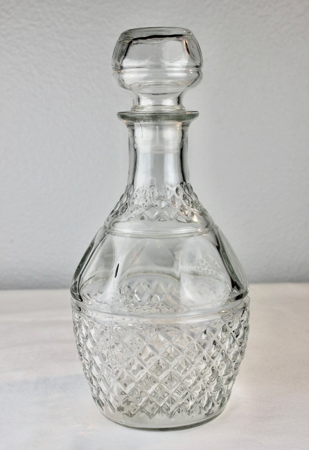 Vintage Princess House Decanter - Diamond Pattern Pressed Glass Bottom ...
