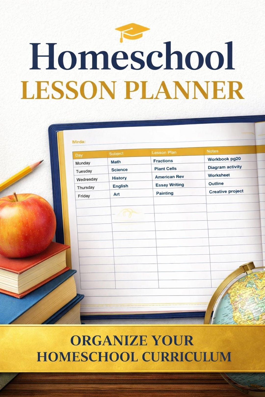 Homeschool Lesson Planner Printable, Weekly Curriculum Organizer ...