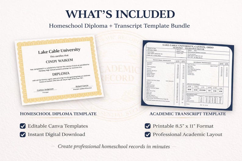 Editable Homeschool Diploma & Transcript Template | High School ...