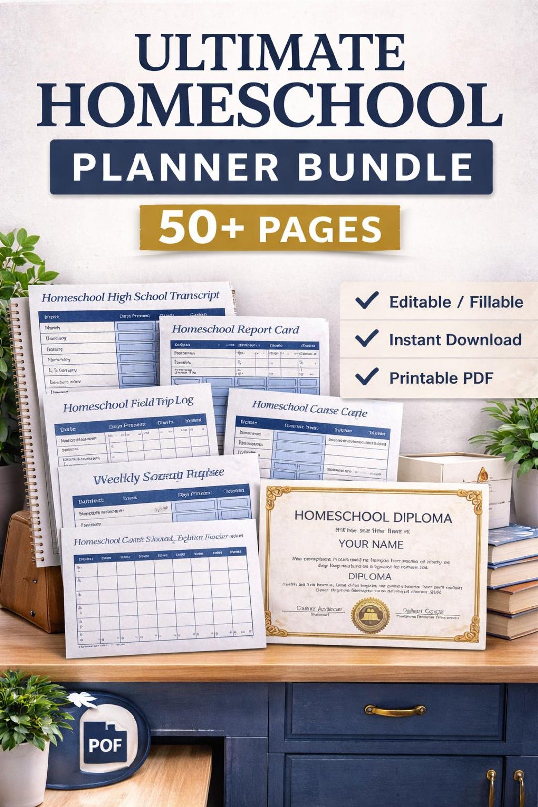Ultimate Homeschool Planner Bundle 50+ Pages | Fillable Homeschool ...