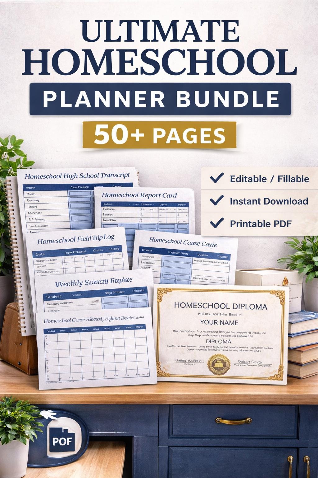 Ultimate Homeschool Planner Bundle 50+ Pages | Fillable Homeschool ...