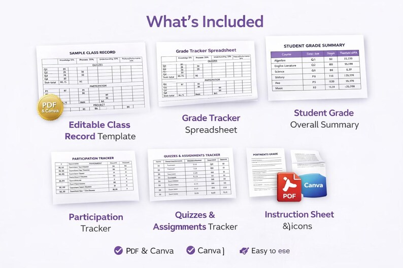 Editable Class Record Template | Teacher Gradebook Spreadsheet ...