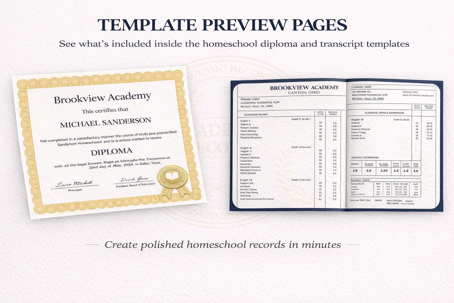 Editable Homeschool Diploma & Transcript Template | High School ...