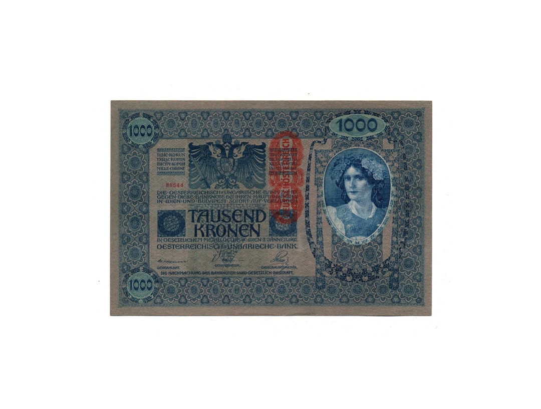 Austro-hungarian Banknote From 1902, Vintage 1000 Crowns Bill ...