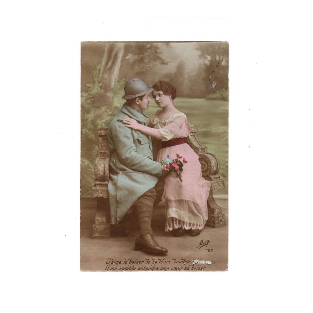 Vintage French WW1 Colorized Postcard, Collectible 14-18 Military ...